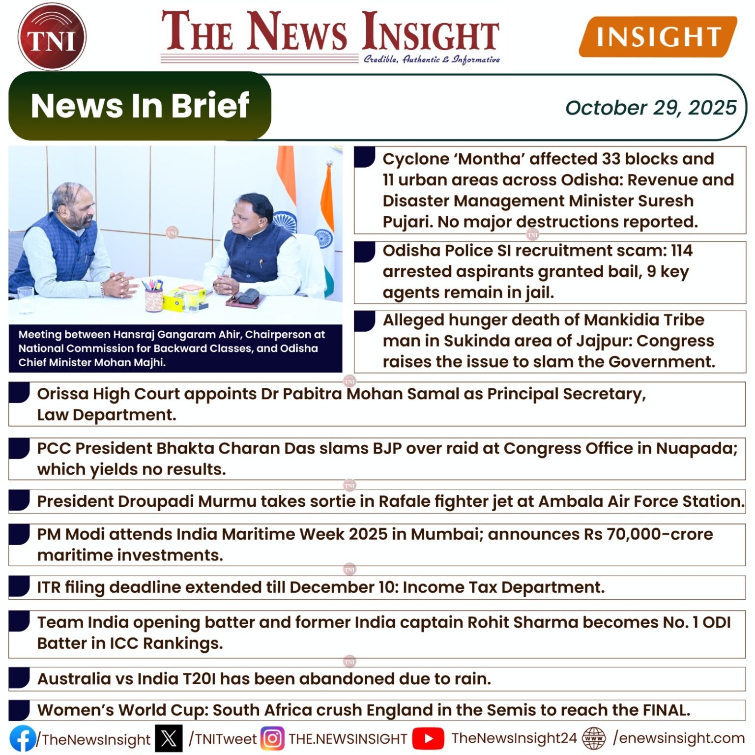 TNI News In Brief - October 29, 2025 - The News Insight